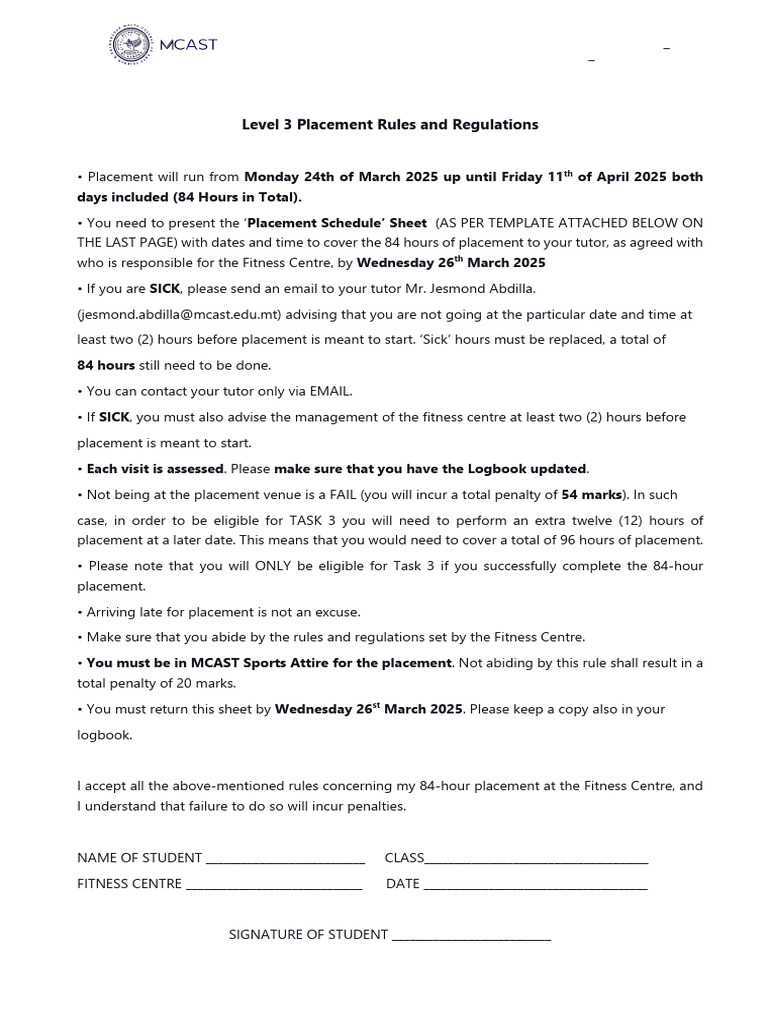 Placement Rules and Regulations - APPROVED | PDF