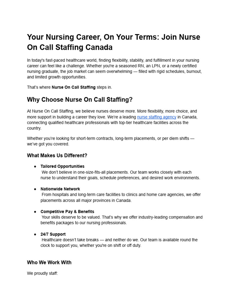 Your Nursing Career | PDF