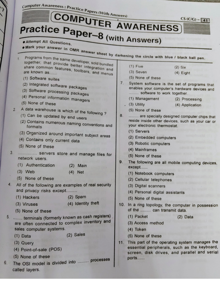 Computer Practice Paper 8 | PDF