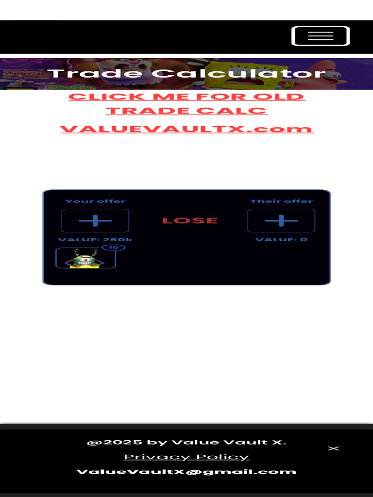 SBTD Trade Calculator Value Vault X 7 | PDF