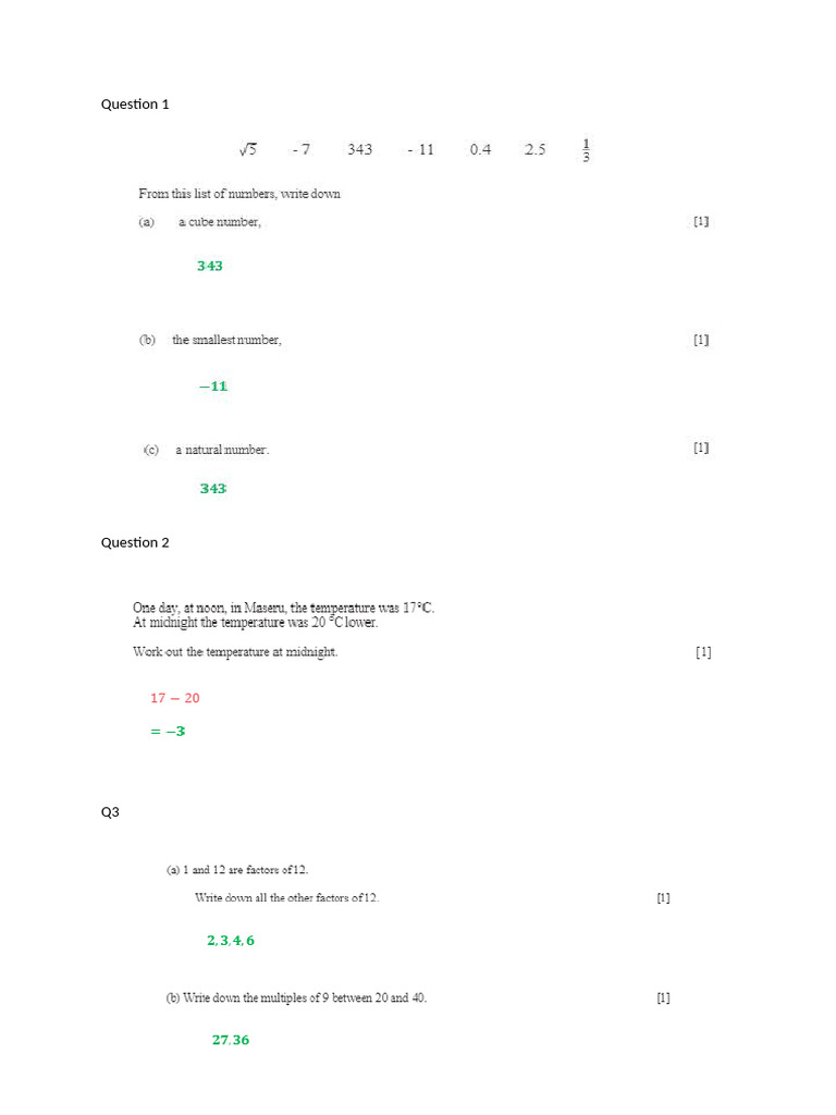 Numbers WS1 - Solution 1 | PDF