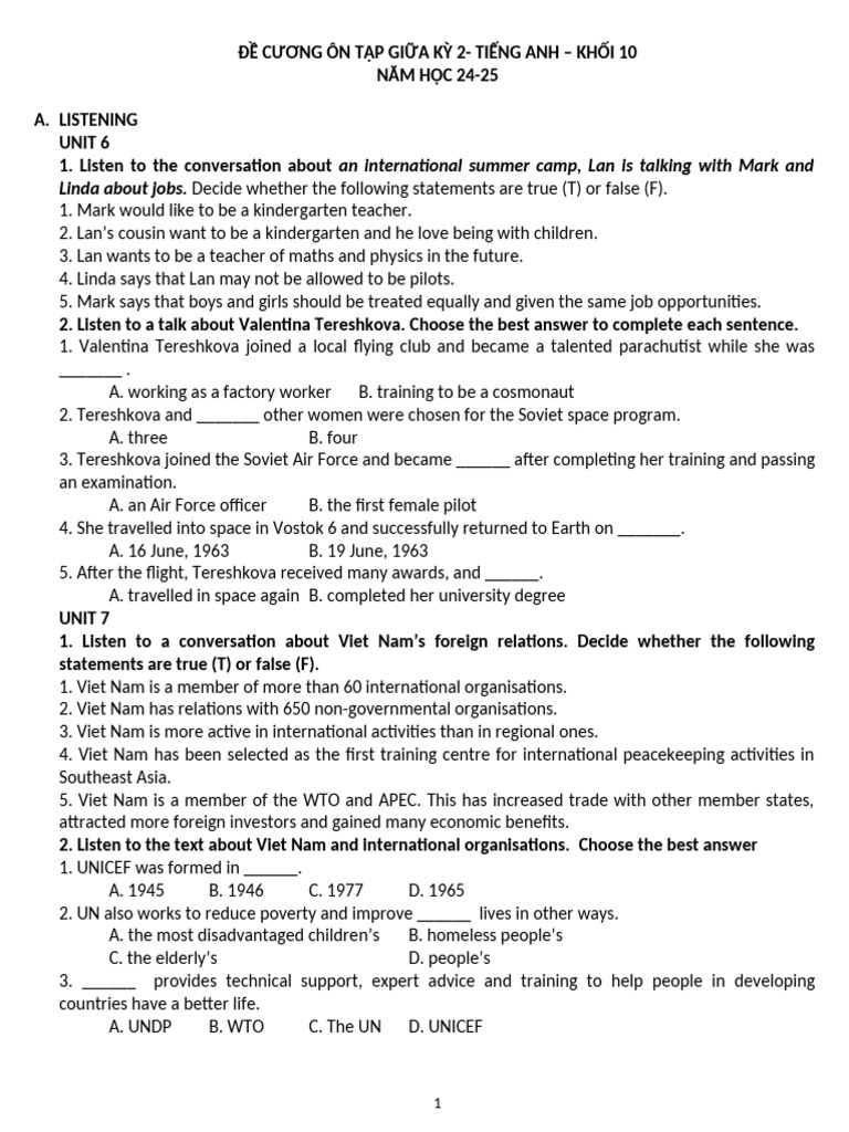 ĐỀ CƯƠNG ÔN TẬP GIỮA KỲ 2 HS1 | PDF | Educational Technology | Gift