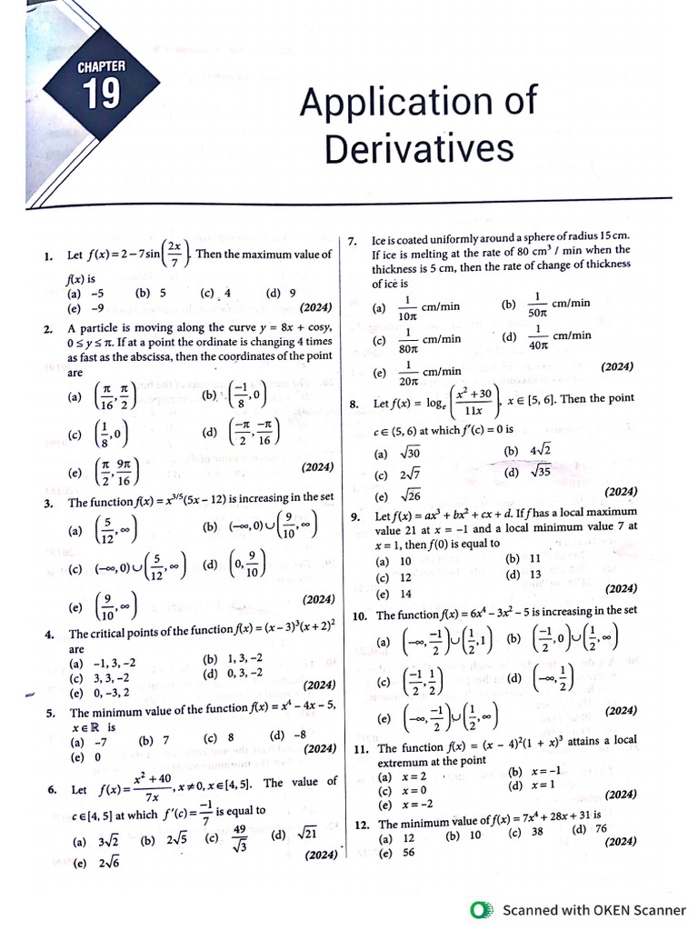 Application of Derivatives-1 | PDF