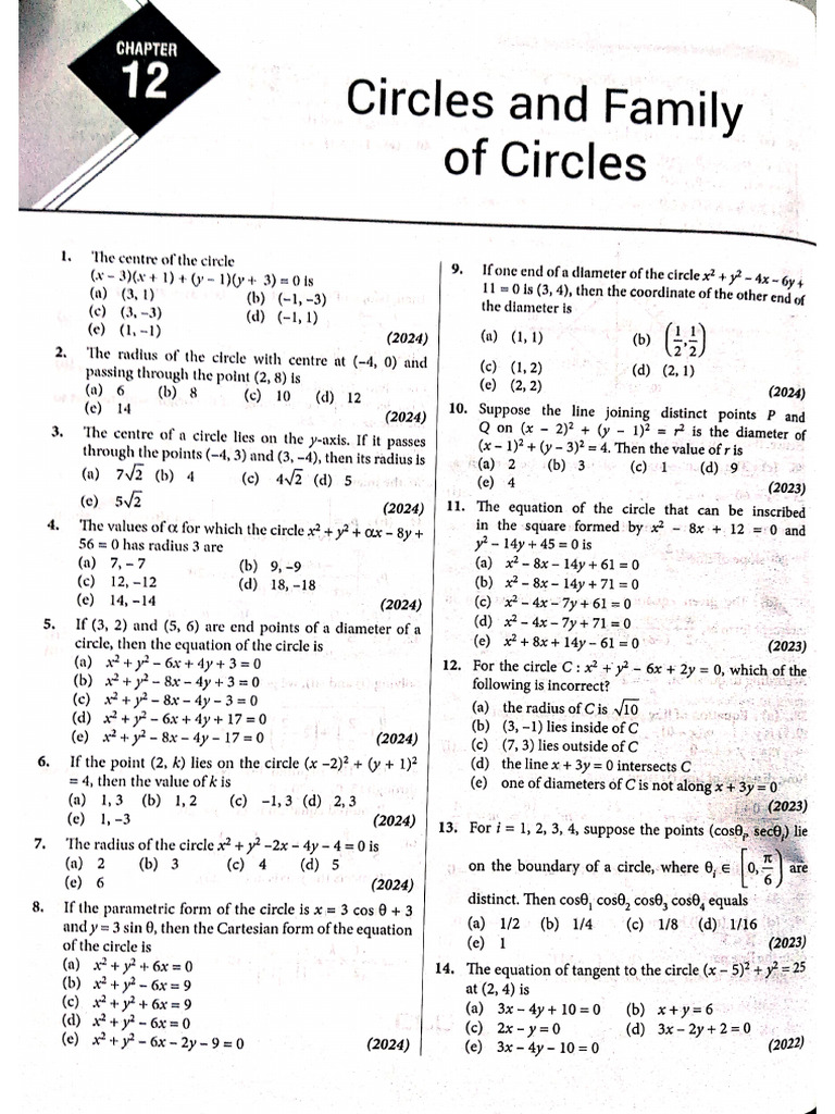 Circles & Family of Circles | PDF