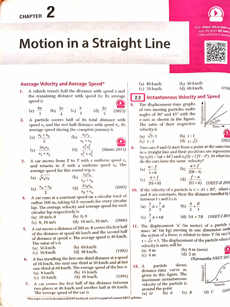 Motion in A Straight Line (Pyq) | PDF
