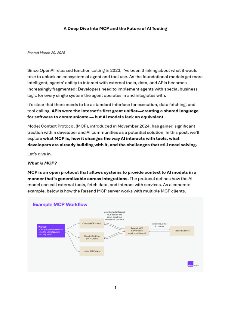 A Deep Dive Into MCP and The Future of AI Tooling | PDF | Client–Server ...