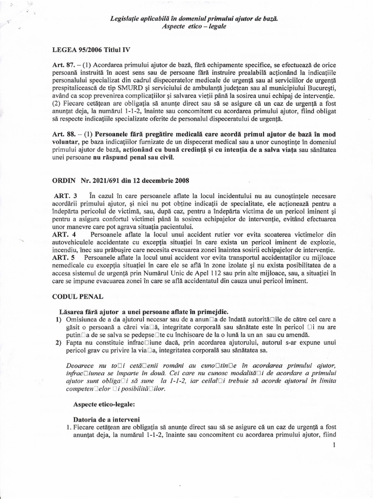 Curs - Prim Ajutor | PDF