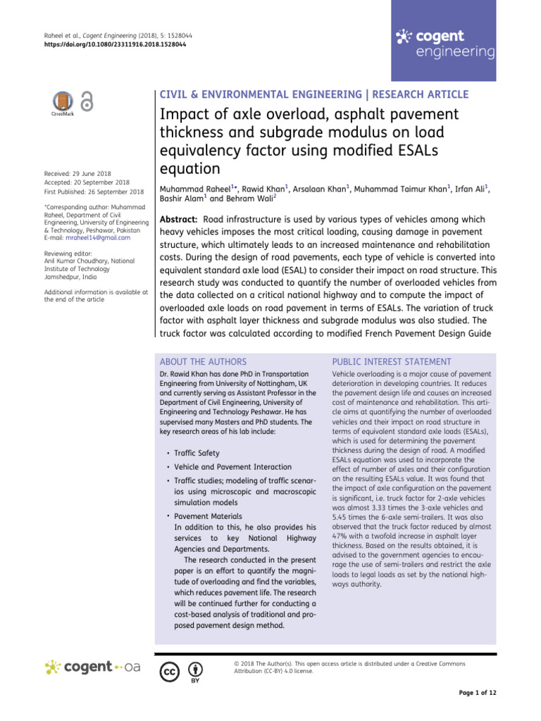 Raheel Et - Al (2018) - Impact of Axle Overload, Asphalt Pavement ...
