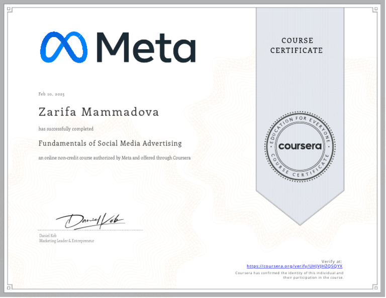 Social Media Advertising Course Completion | PDF