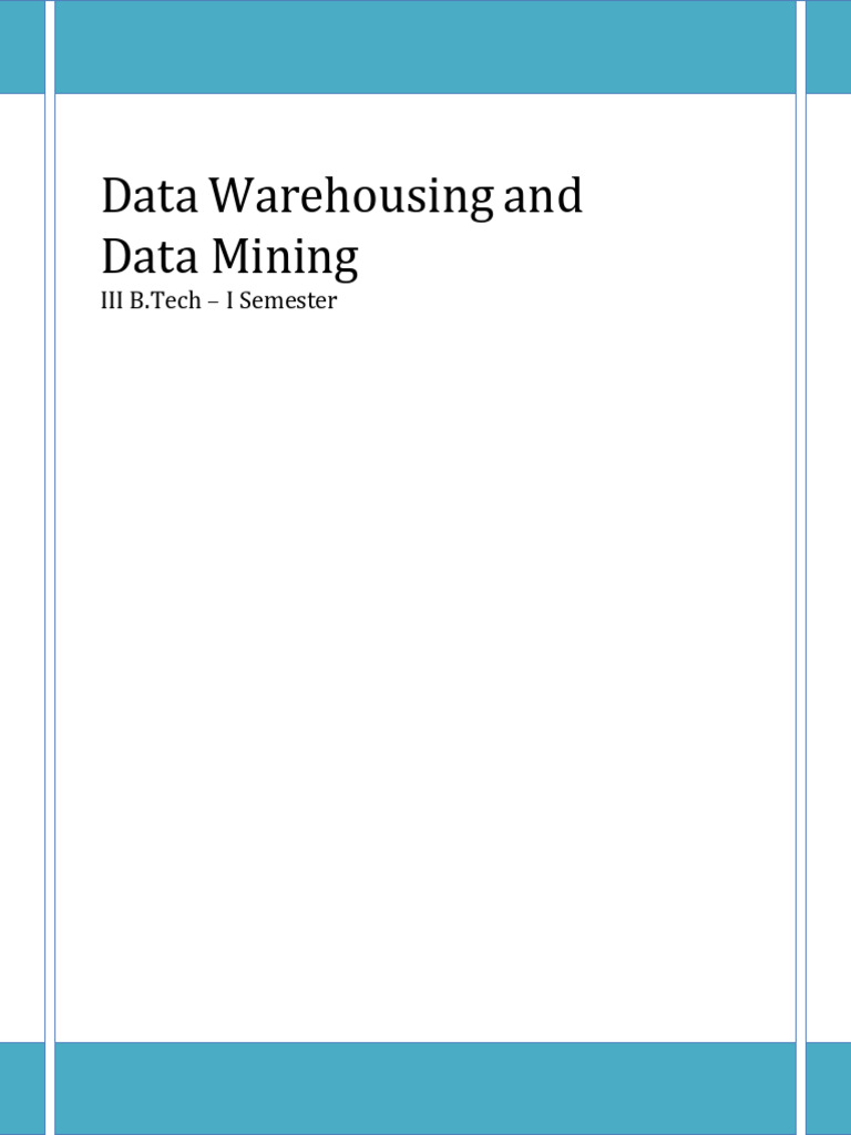 DW&DM Material | PDF | Data Warehouse | Data Mining