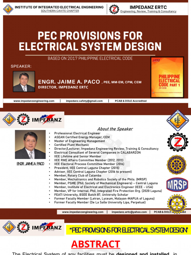 PEC Provisions For Electrical System Design | PDF