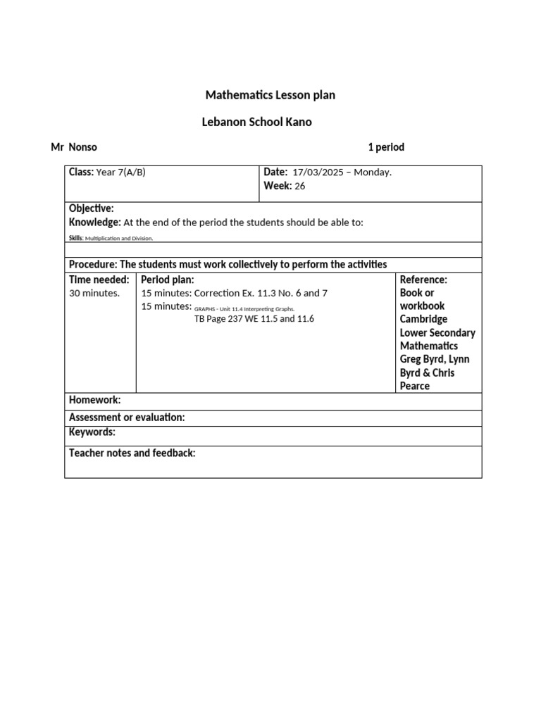 Yr. 7 LP Math - Term 2 Week 26 2025 | PDF | Integer | Mathematics