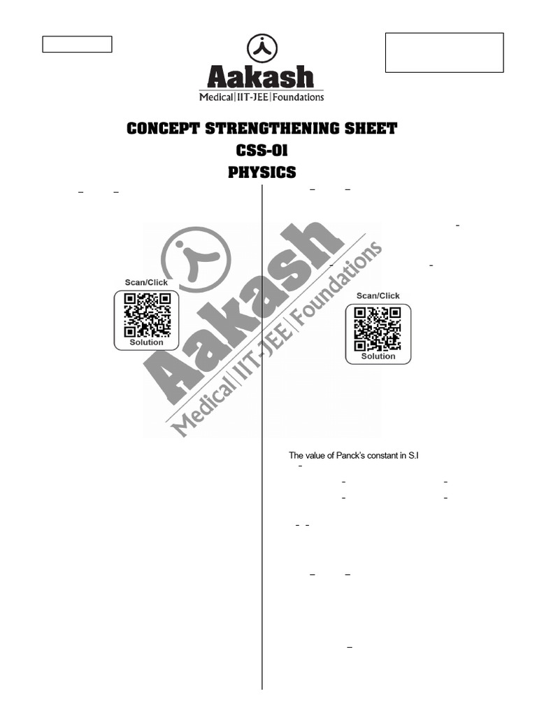Concept Strengthening Sheet (CSS-01) Based On AIATS-01 (TYM - Phase-03 & 04) | PDF | Endoplasmic ...