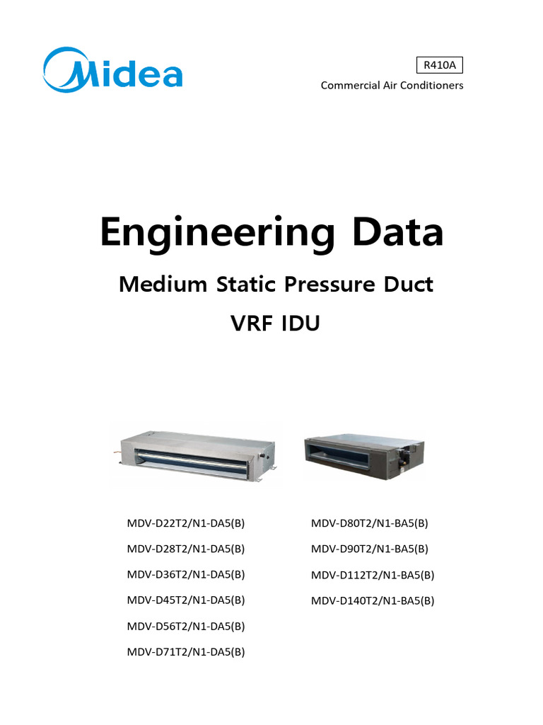 Engineering Data: Medium Static Pressure Duct VRF Idu | PDF | Air ...