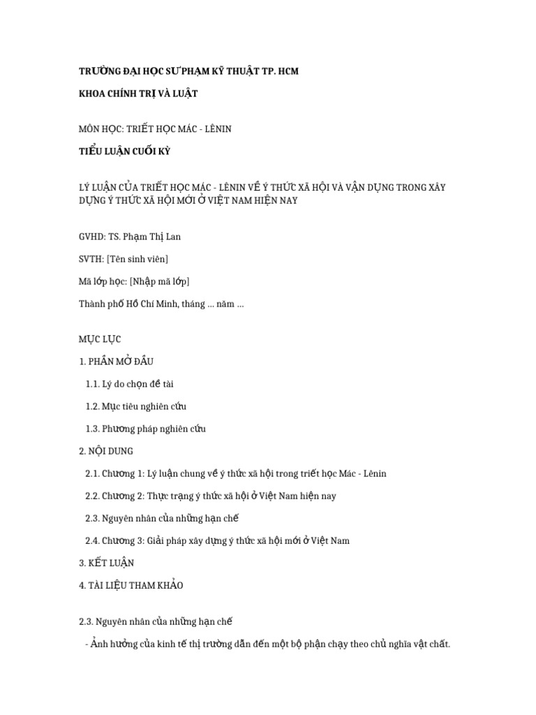 TieuLuan YThucXaHoi BoSung | PDF