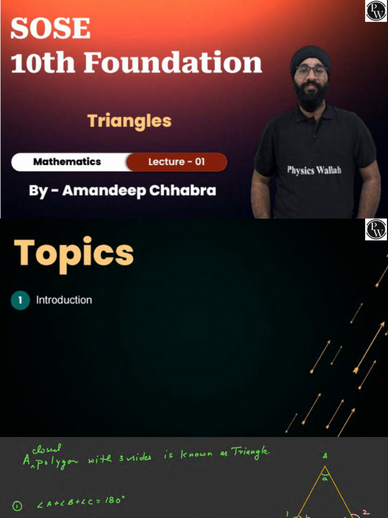 Triangles - 01 - Class Notes - (SOSE 10th Foundation) | PDF