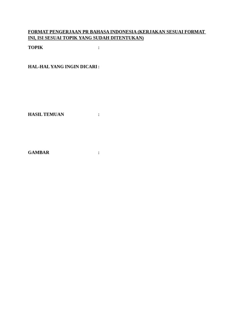 Contoh PR Bahasa Indonesia | PDF