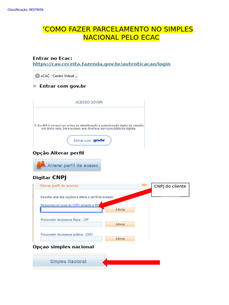 COMO FAZER PARCELAMENTO NO SIMPLES NACIONAL PELO ECAC | PDF
