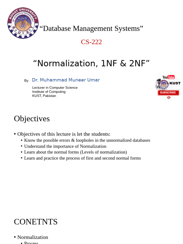Lecture 20 (Week 13) - NORMALIZATION | PDF | Information Retrieval | Data Management