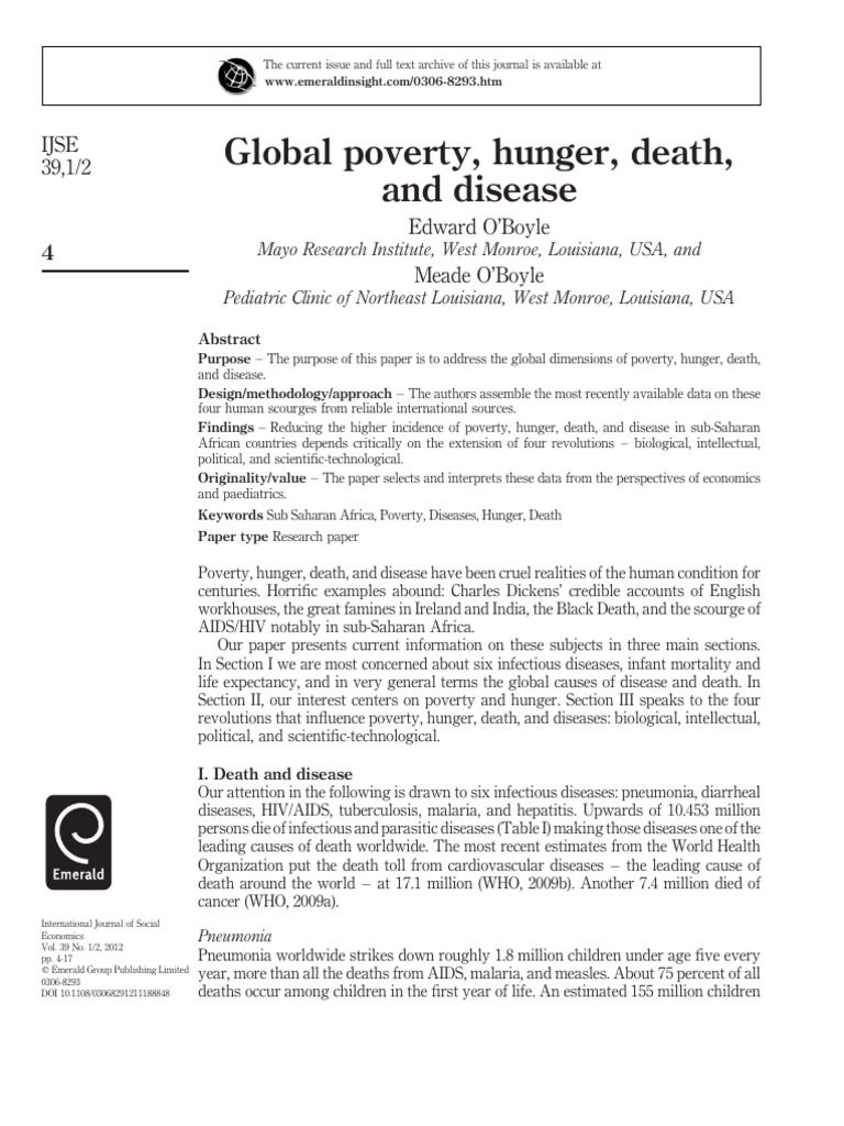 Global Poverty, Hunger, and Disease Insights | PDF | Malaria | Hepatitis B