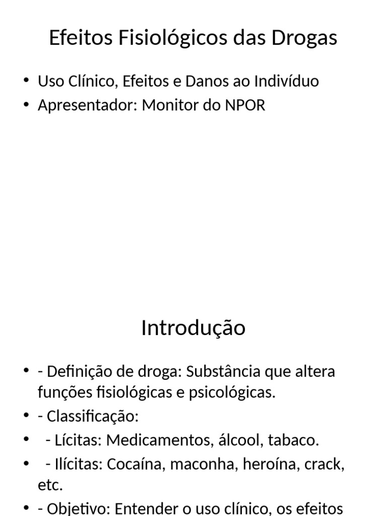 Efeitos Fisiologicos Drogas | PDF