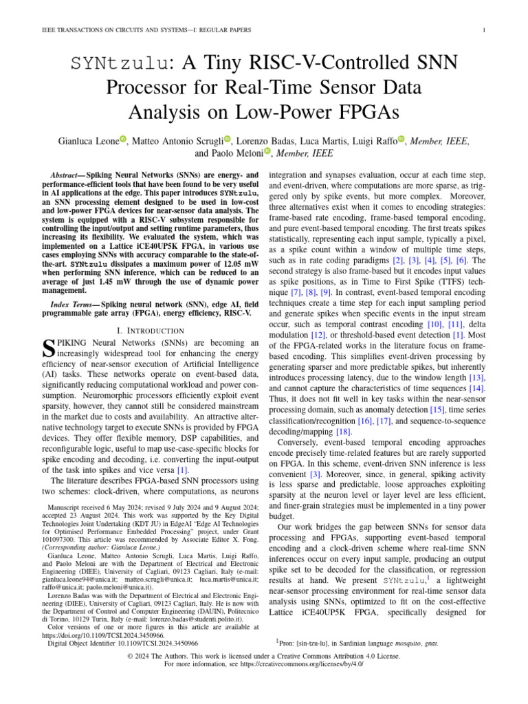 A Tiny RISC-V-Controlled SNN Processor For Real-Ti | PDF | Field ...