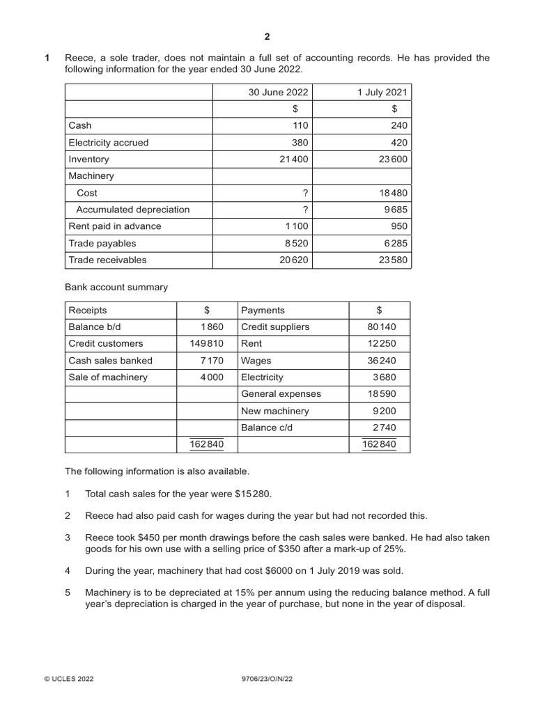 Reece's Sole Trader Financial Overview | PDF | Depreciation | Inventory