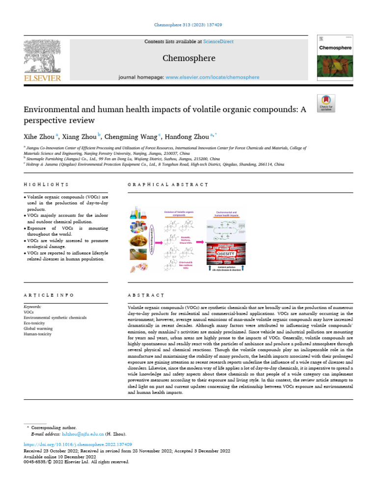 Environmental Impact of Vocs | PDF | Volatile Organic Compound | Air ...
