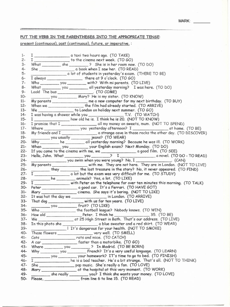 06 - All Tenses Practice 01 | PDF