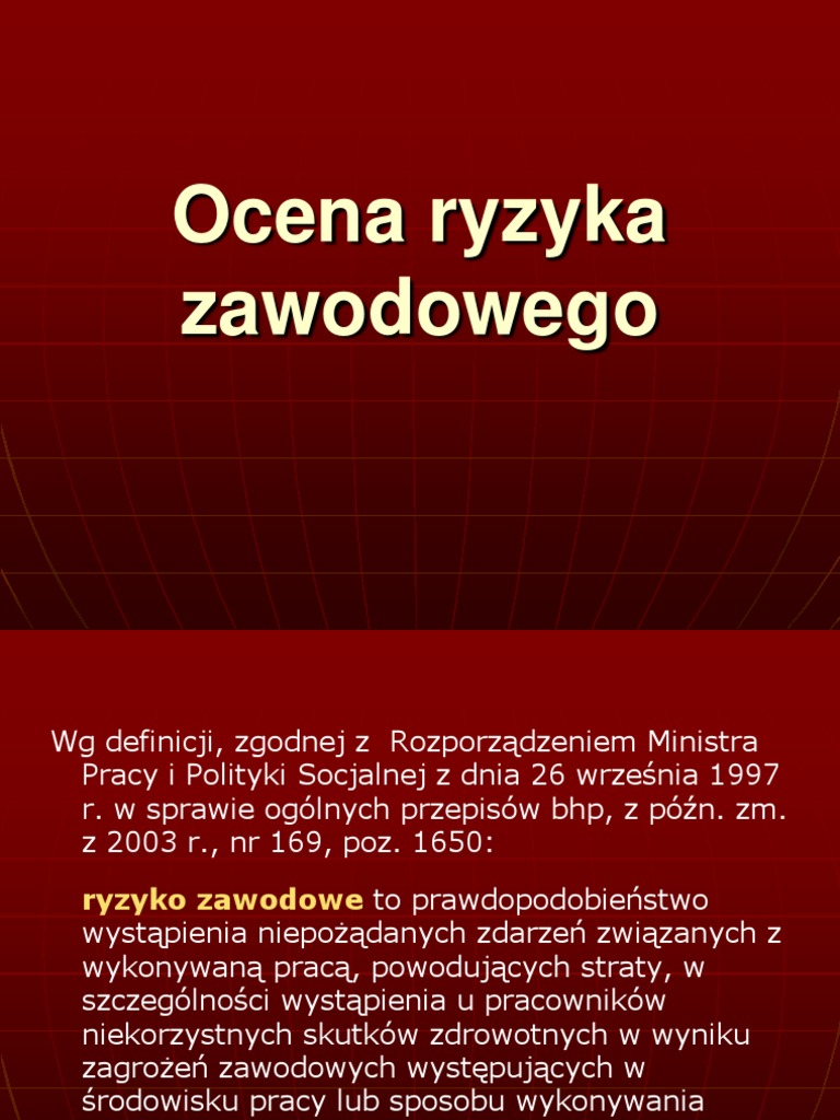 Ocena Ryzyka Zawodowego 2 | PDF