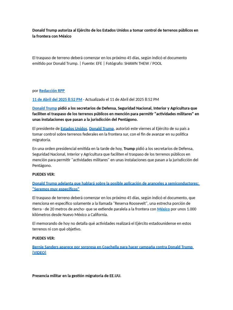 TRAM | PDF | Donald Trump | Gobierno americano