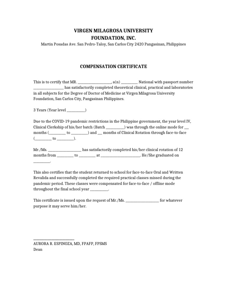 Blank_Compensation_Certificate | PDF