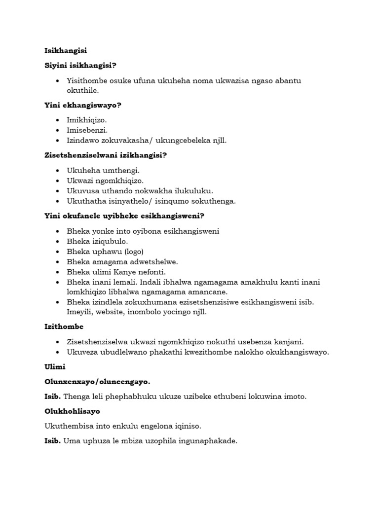 Isikhangisi | PDF