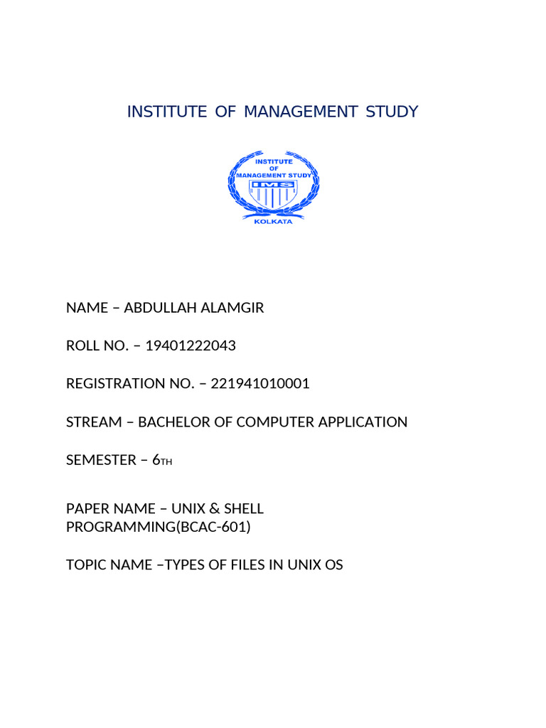 Angana Kanjilal - Bcac 601 (Unix & Shell Programming Ca2) | PDF | Computer File | Directory ...