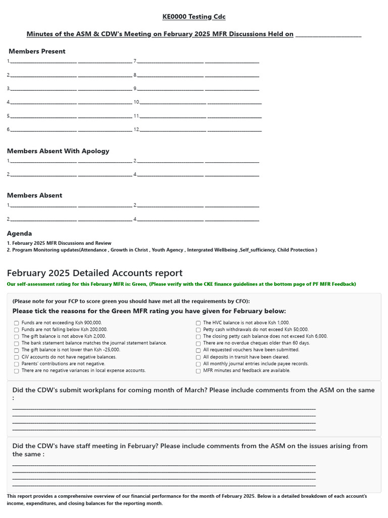Ke0000 MFR Minutes Template | PDF | Banks | Cheque