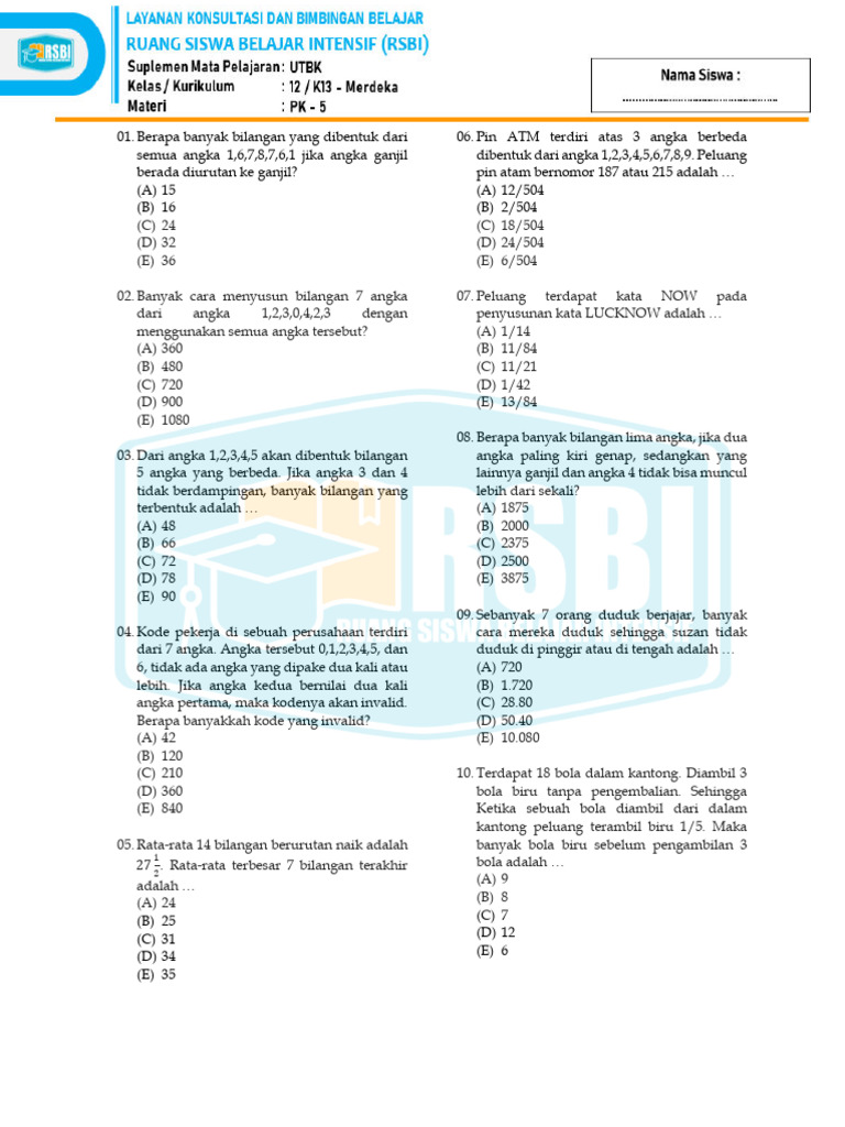 Latihan UTBK PK Batch 5 Bagian 2 | PDF
