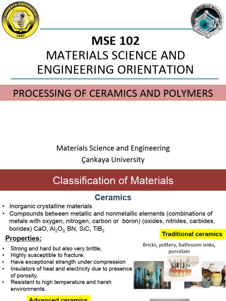 MSE 102 Course - 7 Processing of Ceramics and Polymers | PDF | Ceramics ...