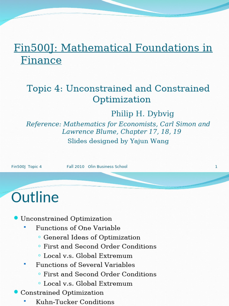 Fin500J ConstrainedOptimization 2011 | PDF | Mathematical Optimization | Mathematics