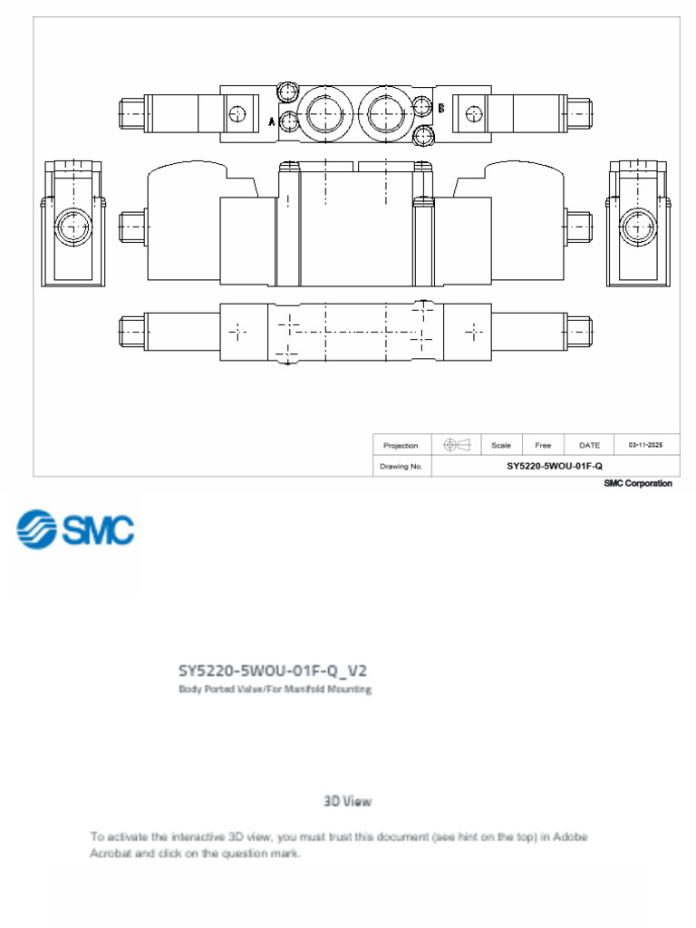 Body Ported Valve SY5220-5WOU-01F-Q | PDF