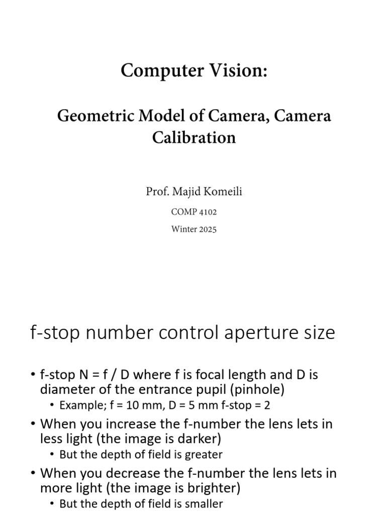 Understanding Camera Aperture and Projection | PDF | Aperture | Camera Lens