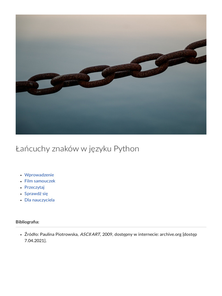 Lancuchy Znakow W Jezyku Python | PDF