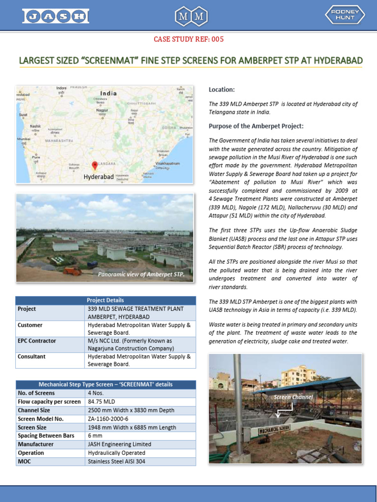 Case Study 005 Fine Step Screen Amberpet Hyderabad India | PDF | Sewage ...