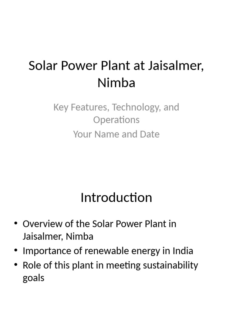 Solar Power Plant Presentation | PDF