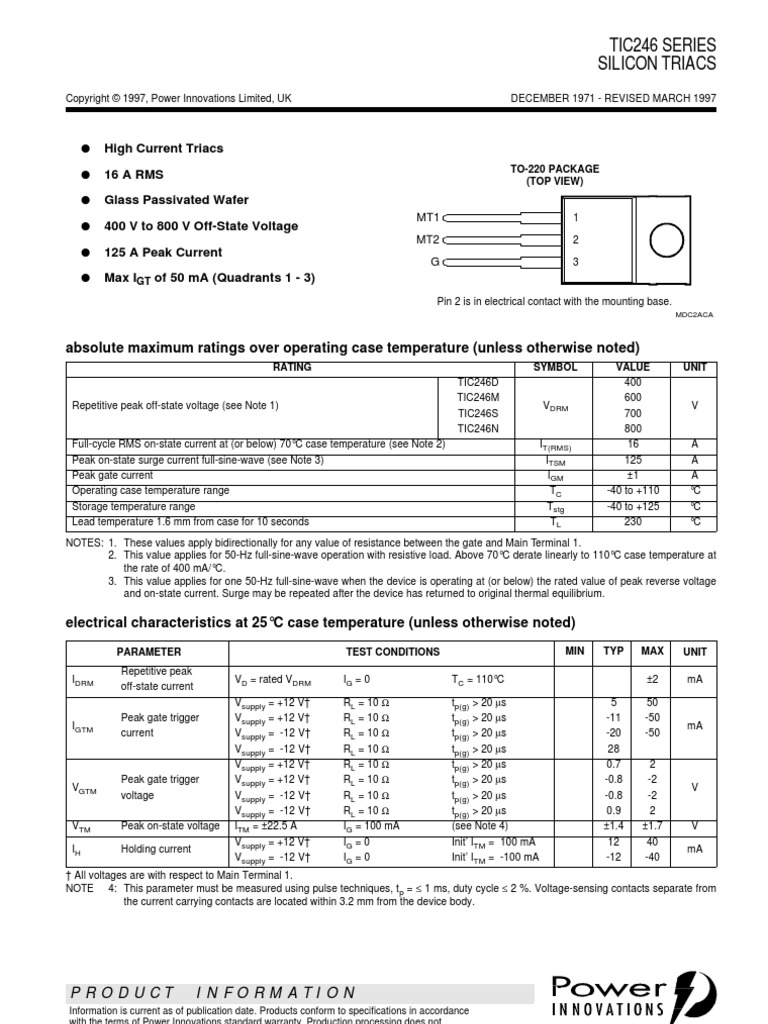 Tic 246 | PDF | Electrical Engineering | Electronics