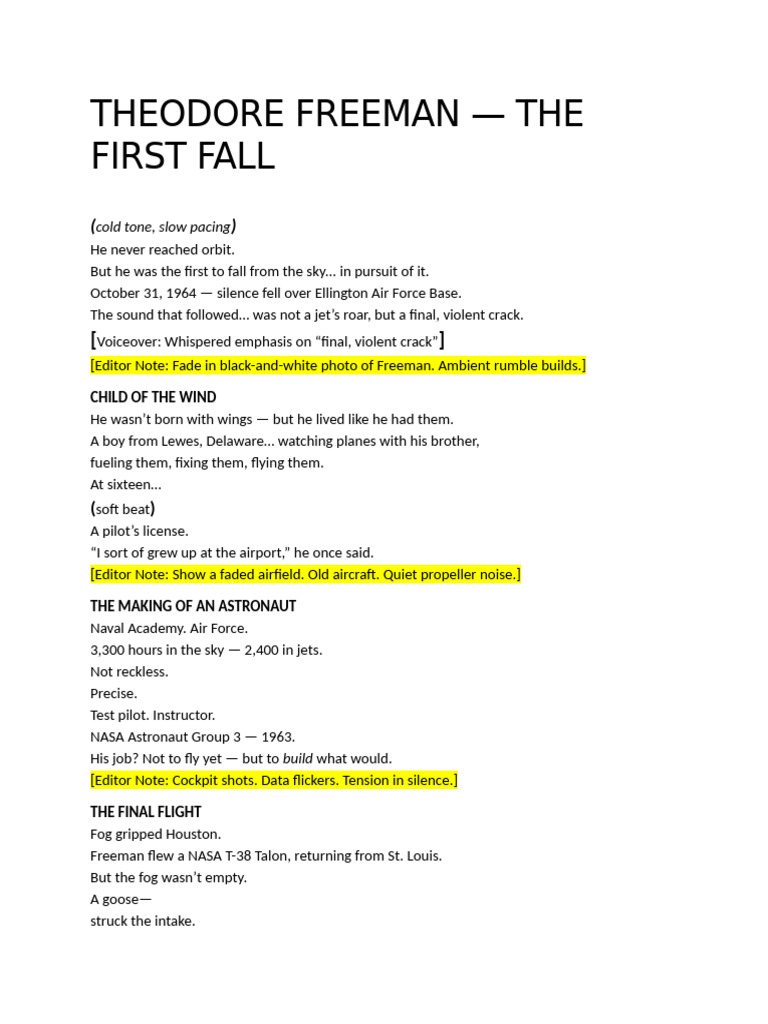 Theodore Freeman: First Astronaut Fatality | PDF