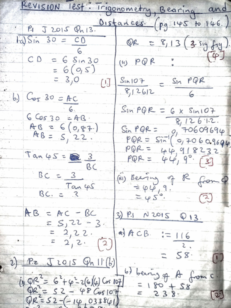 Trigonometry Bearing and Distance PG 145 Simango | PDF