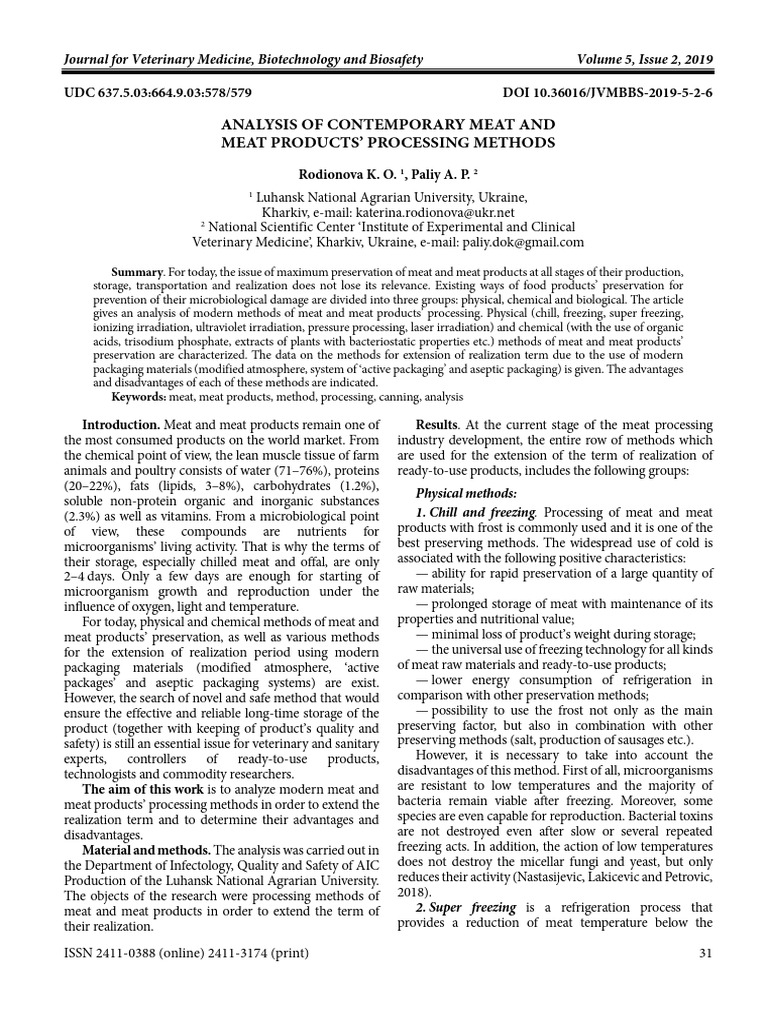 4-Analysis of Contemporary Meat and Meat Products Processing Methods ...