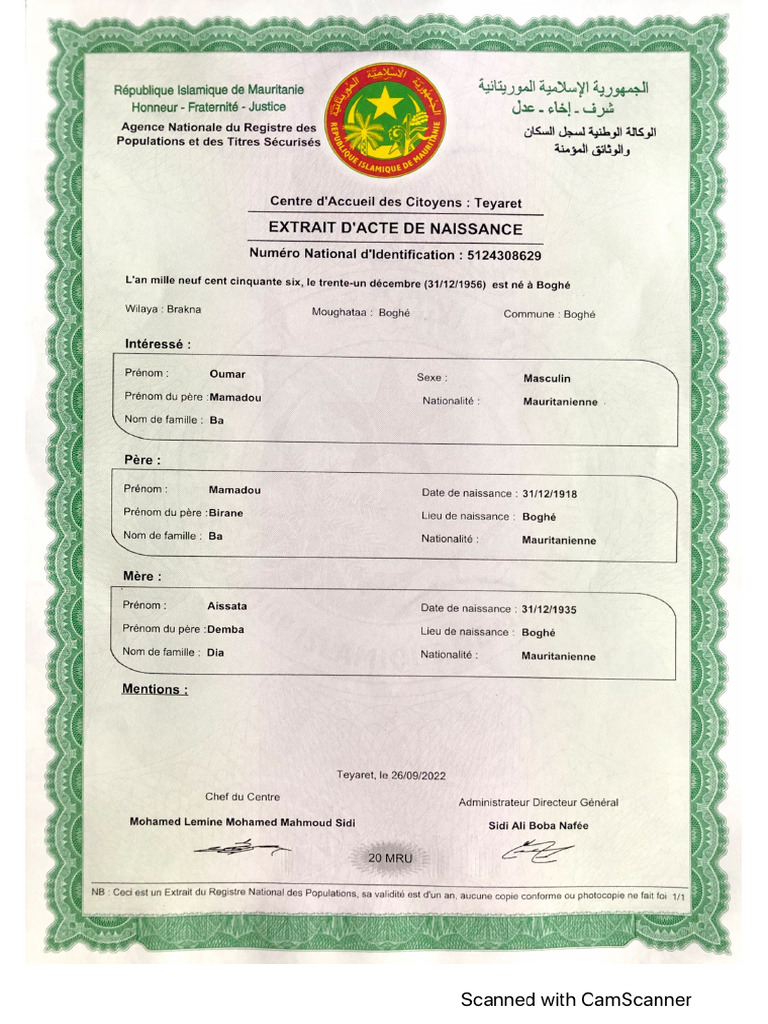 Extrait de Naissance 1 | PDF