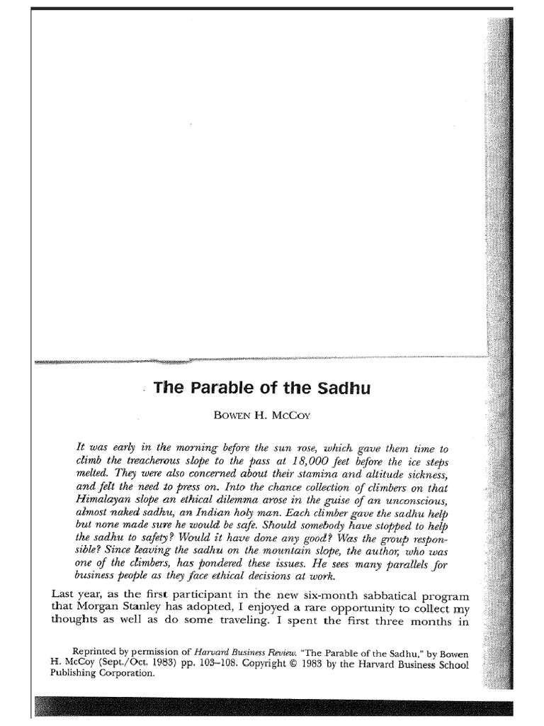 The Parable of The Sadhu (Short) | PDF