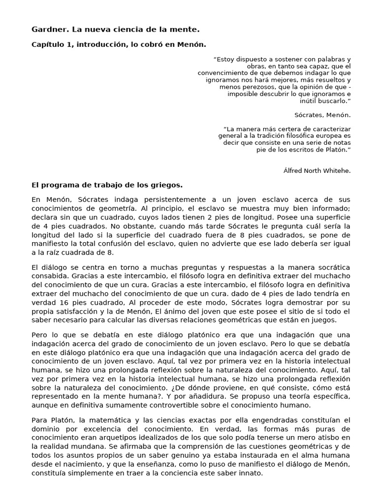 14 - Gardner, H. La Nueva Ciencia de La Mente. Cap. 1, 2, 3, 5 y 14 | PDF | Conocimiento ...